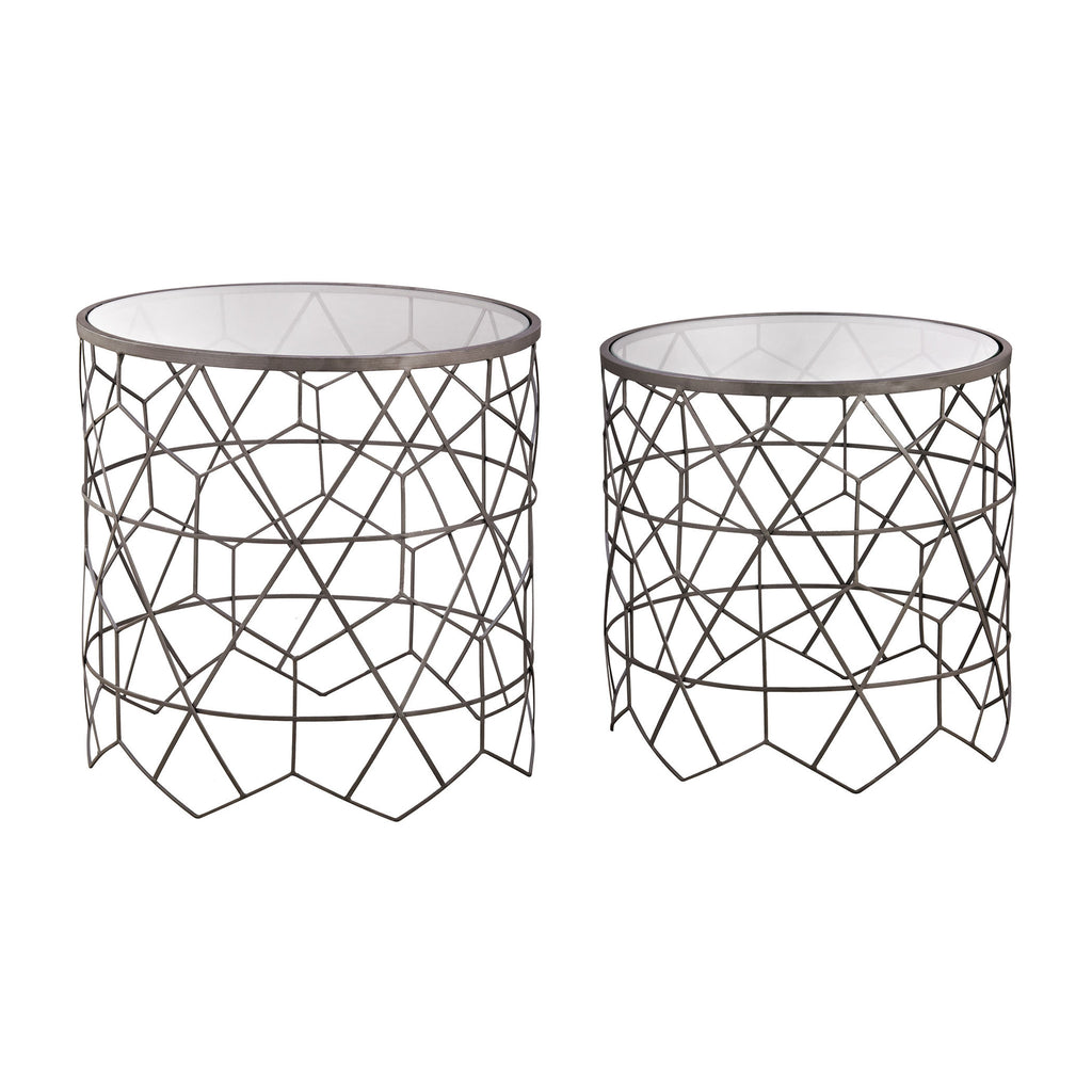 Sterling Vector Metal & Glass Side Tables – Set of 2 (Gray with Clear ...