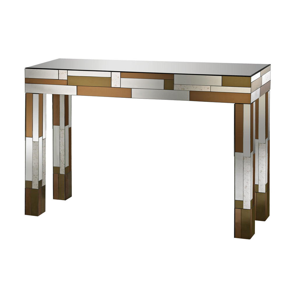 Sterling Geometric Glass Console Table (Copper & Smoked Mirror ...